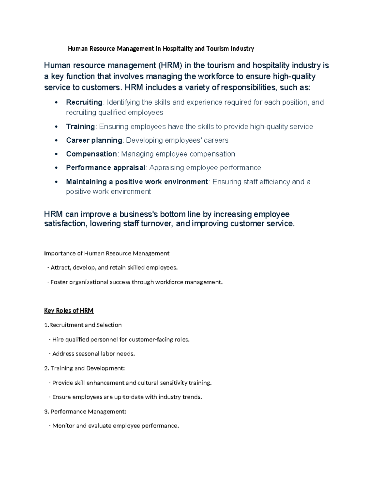 Lesson 6 - notes - Human Resource Management in Hospitality and Tourism ...