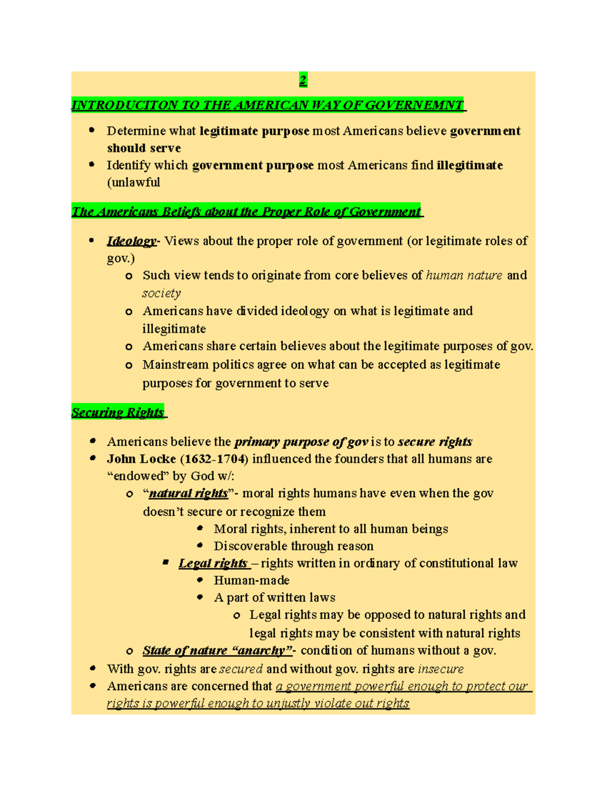 Chapter 2 (A Introduction TO THE American WAY OF Government) - 2 ...