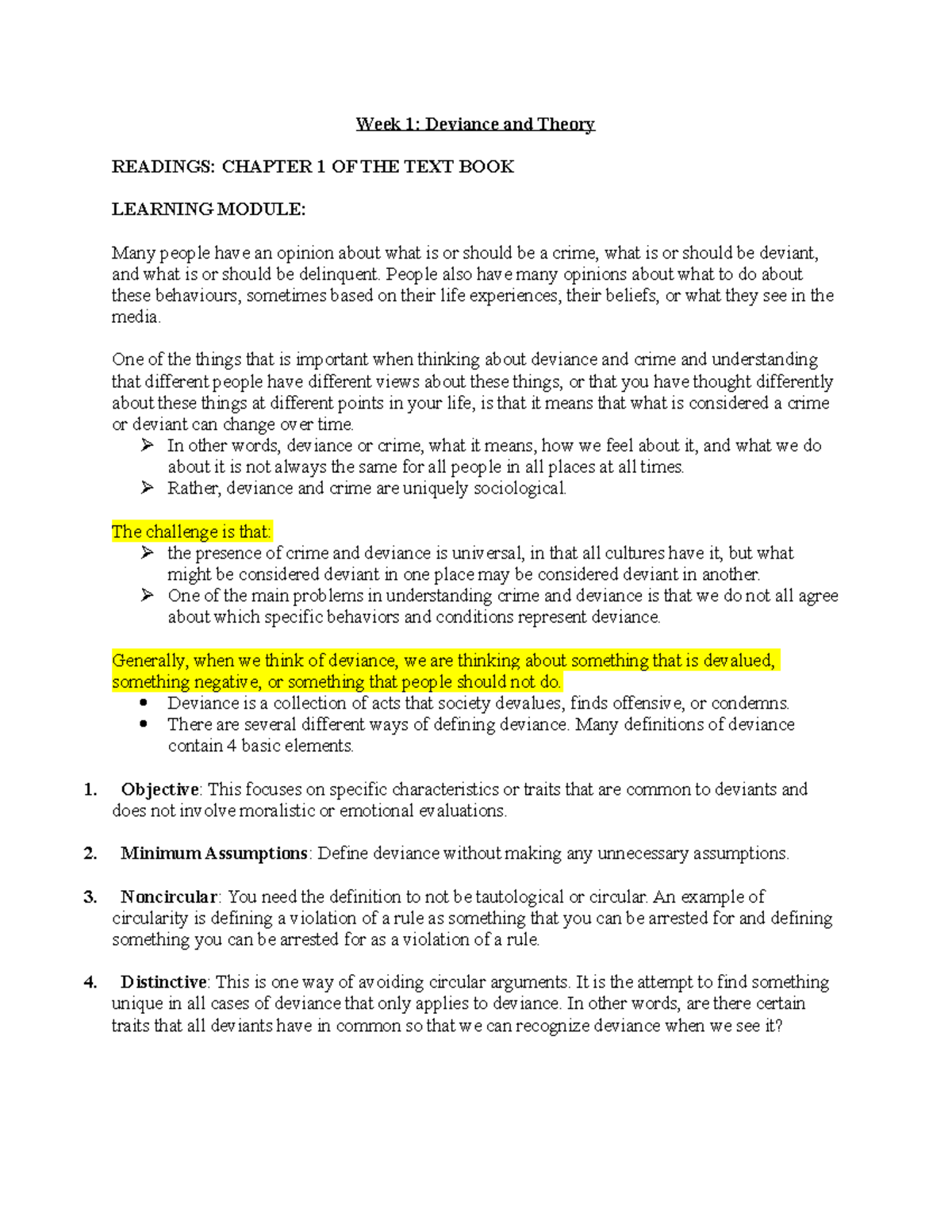 Week 1- Deviance and Theory - Week 1: Deviance and Theory READINGS ...