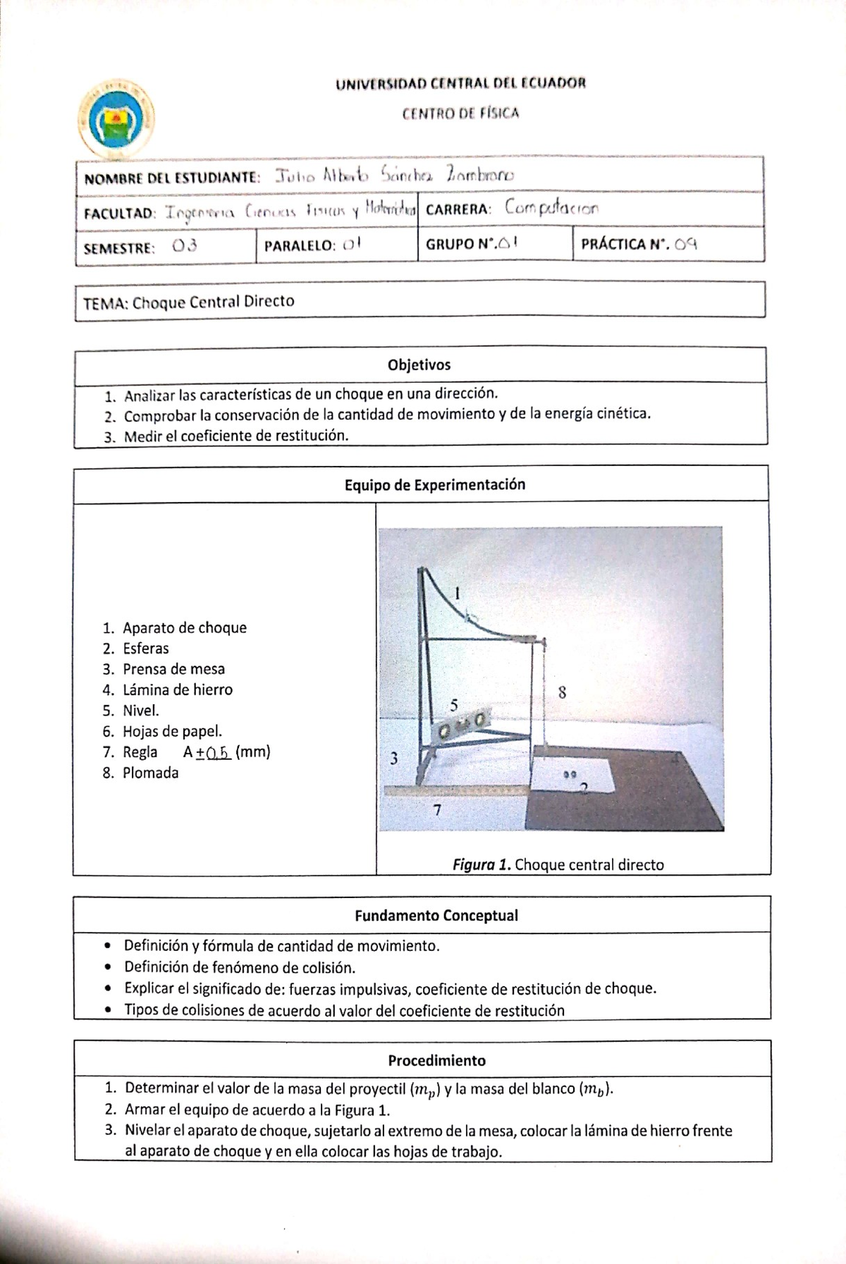 P9 Choque. Central - FISICA - Studocu