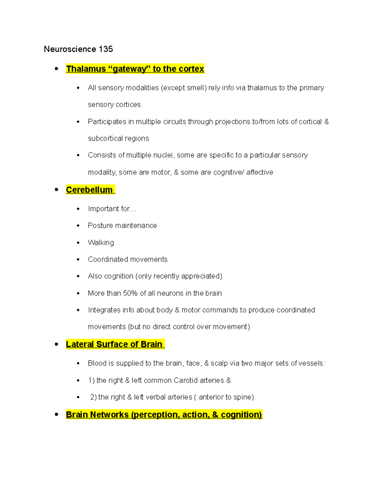 Psc 135 day 11 - thalamus, cerebellum, and brain networks ...