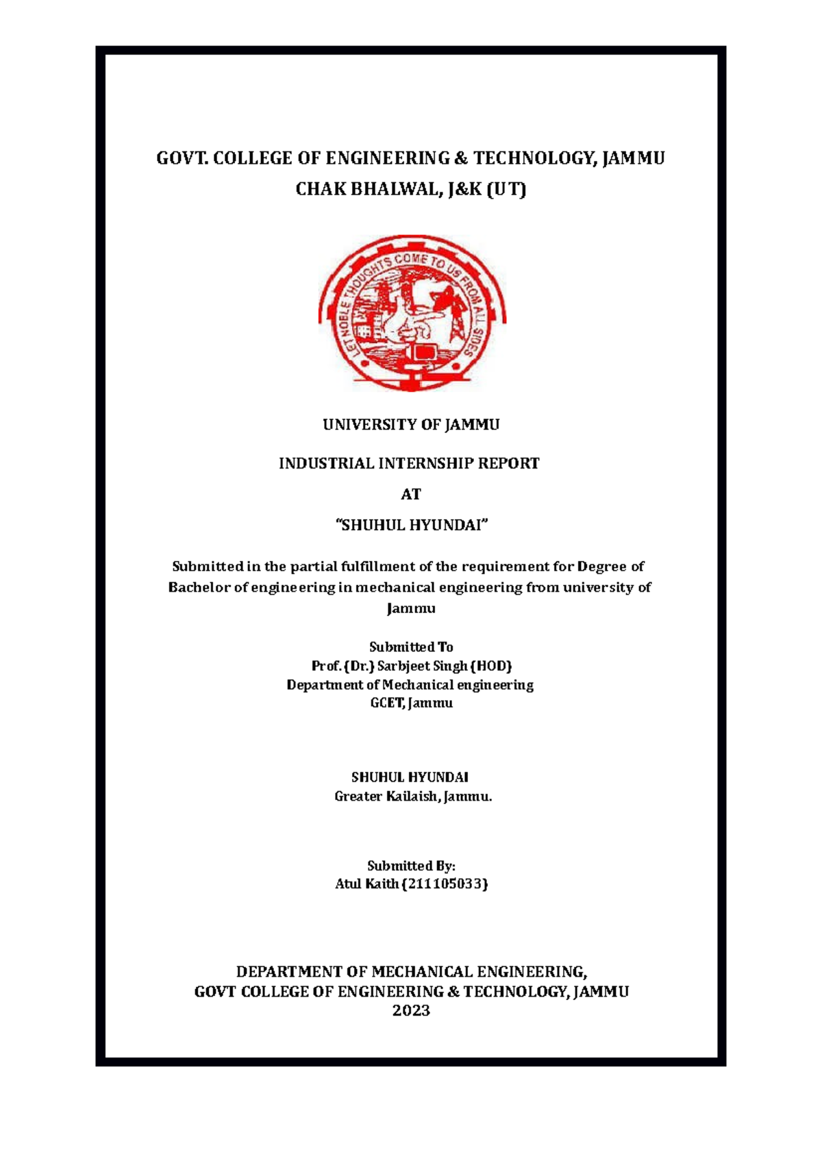 Abu front page - 44444 - GOVT. COLLEGE OF ENGINEERING & TECHNOLOGY ...