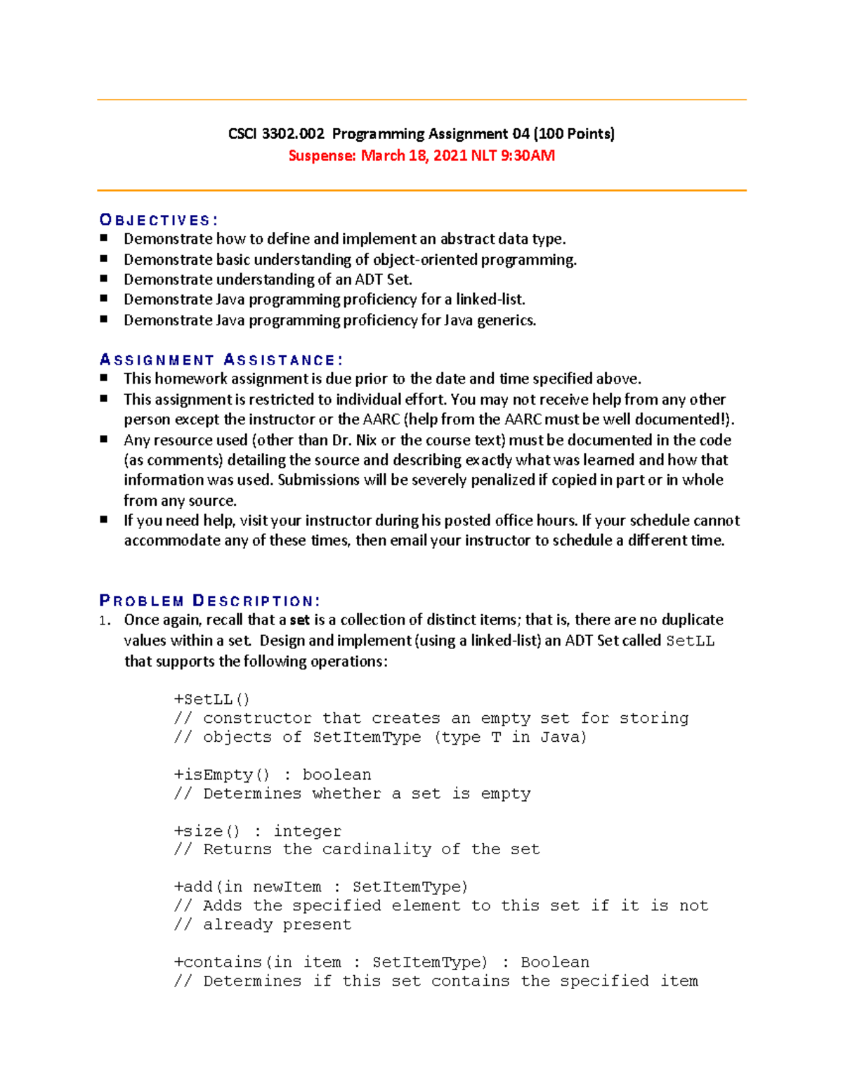CSCI 3302-002 Program 04 - CSCI 3302 Programming Assignment 04 ( 10 0 Points) Suspense: March 18 ...