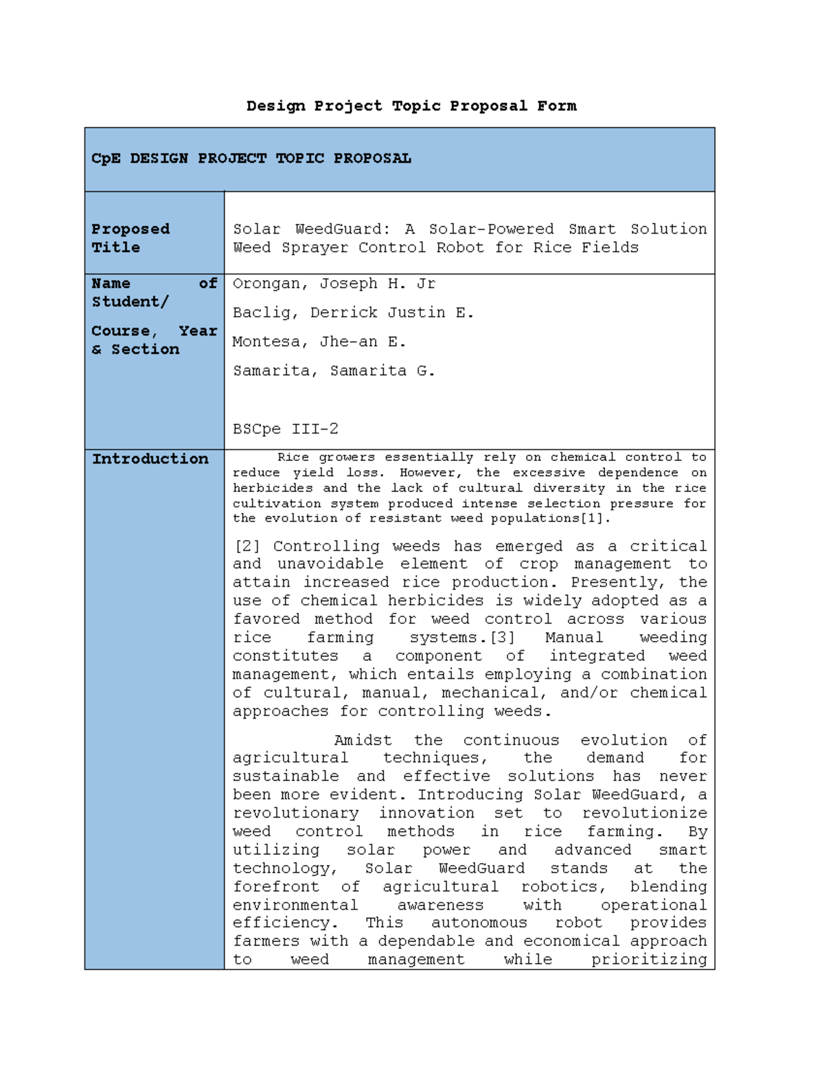 Design-Project-Topic-Proposal-Form - Design Project Topic Proposal Form ...