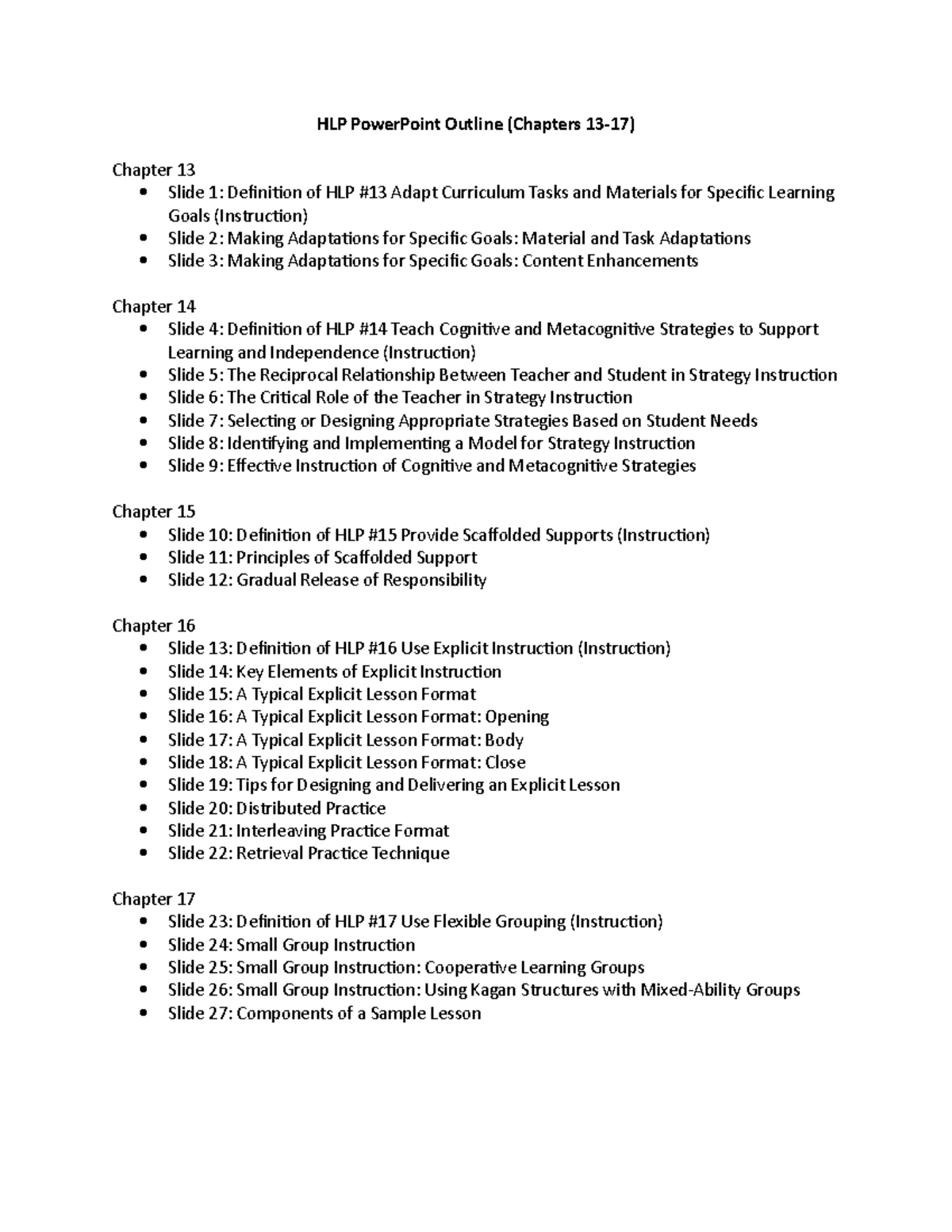 HLP Power Point Outline (Chapters 13-17) - HLP PowerPoint Outline ...