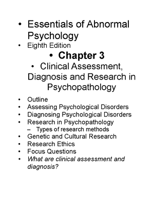 Chapter 5 Outline - • Essentials of Abnormal Psychology Eighth Edition ...