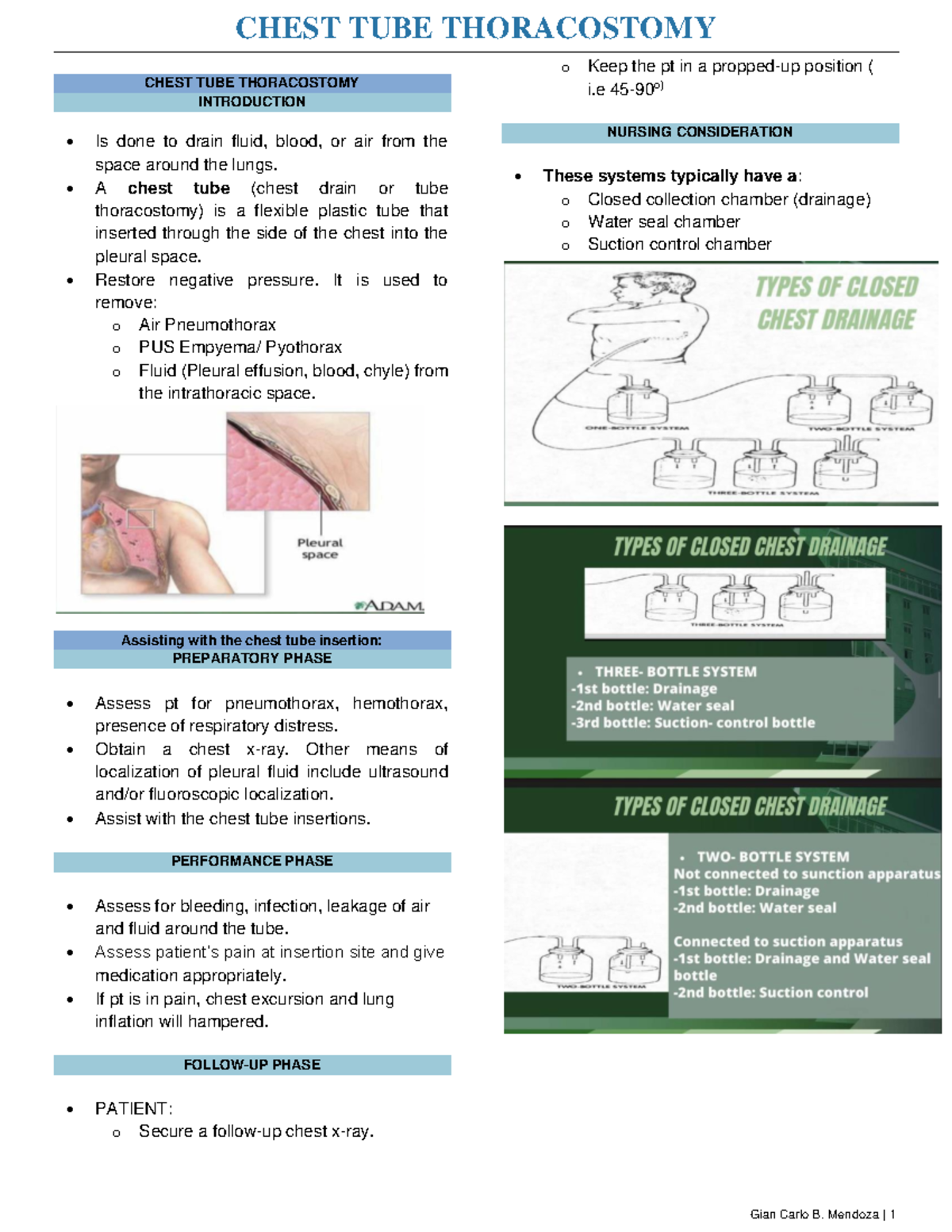 CTT - sDdSDsDsdSD - CHEST TUBE THORACOSTOMY Gian Carlo B. Mendoza | 1 ...