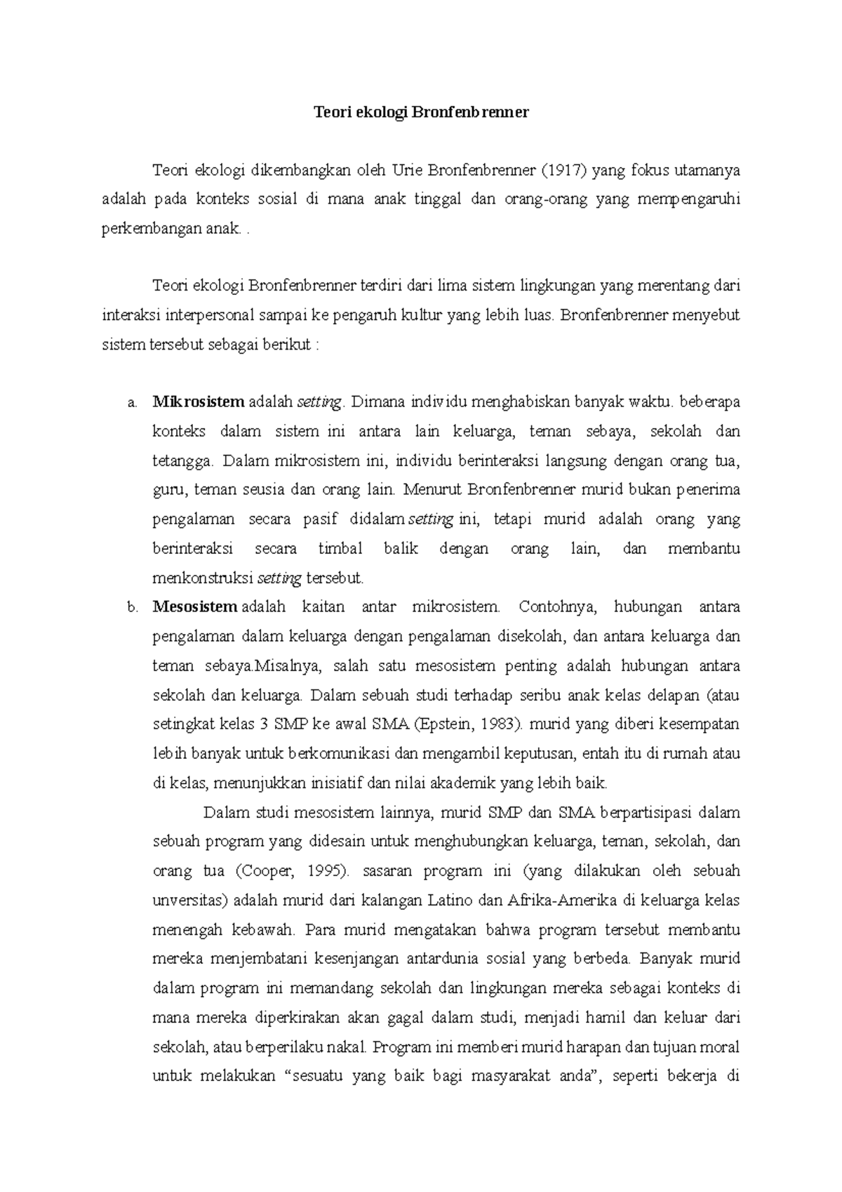 Teori ekologi Bronfenbrenner - . Teori ekologi Bronfenbrenner terdiri ...
