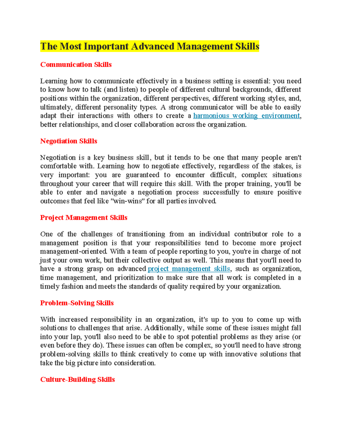 The Most Important Advanced Management Skills - The Most Important ...