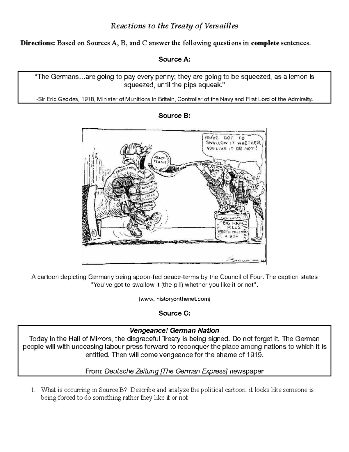 Kami Export - Copy of Reactions to the Treaty of Versailles - Reactions ...