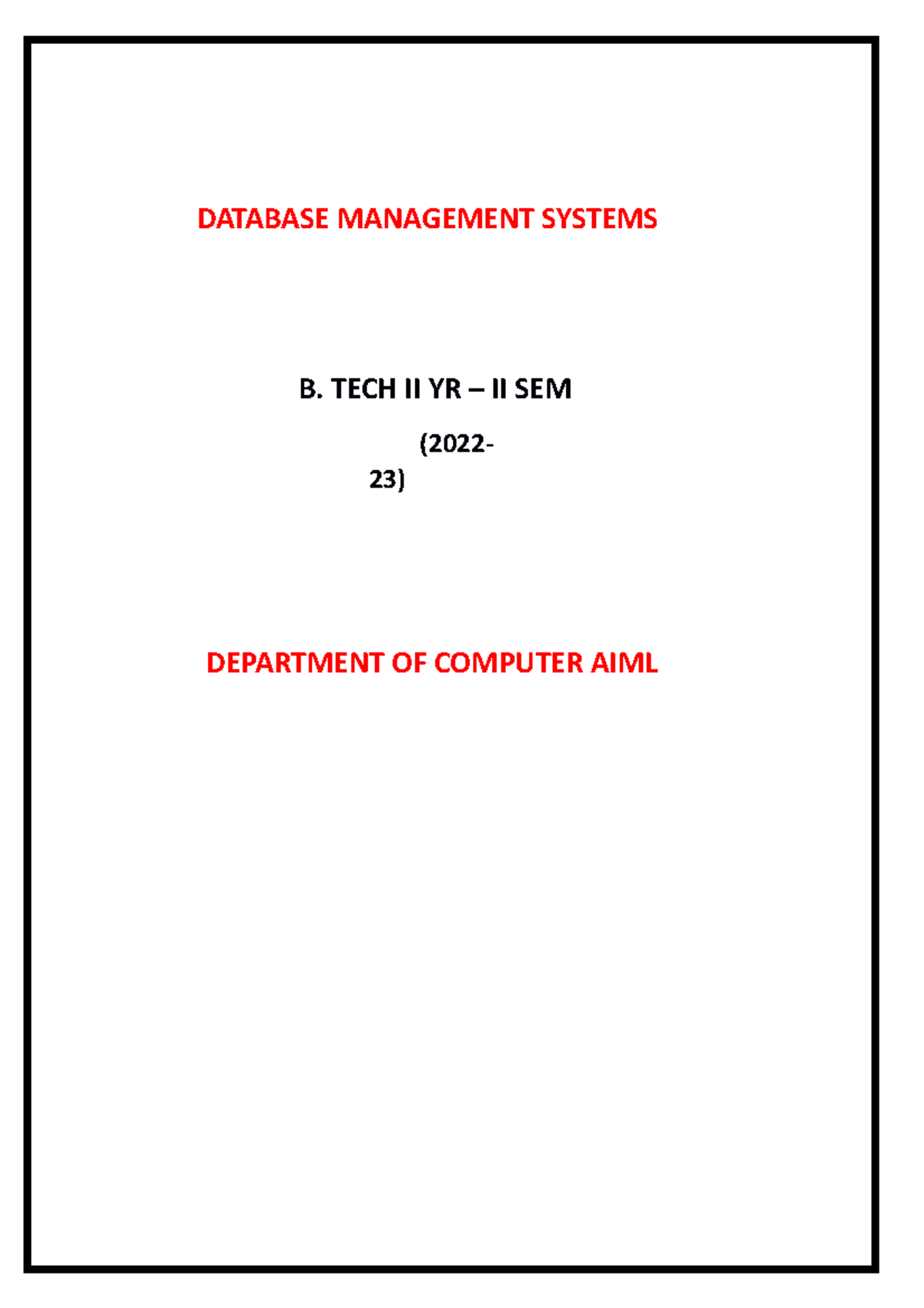 Dbms notes - useful - DATABASE MANAGEMENT SYSTEMS B. TECH II YR – II ...