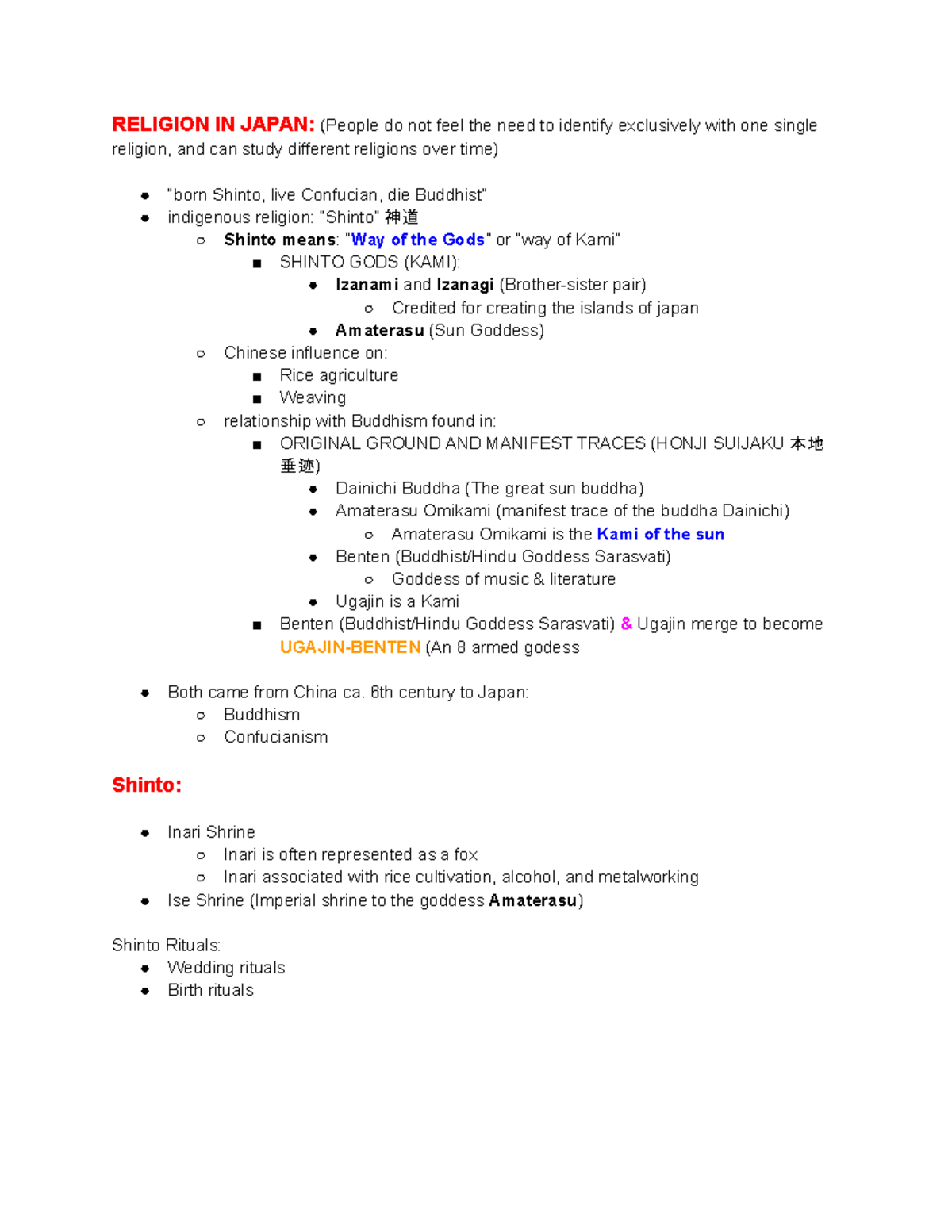 Religion in japan exam - Notes for exam - RELIGION IN JAPAN: (People do ...