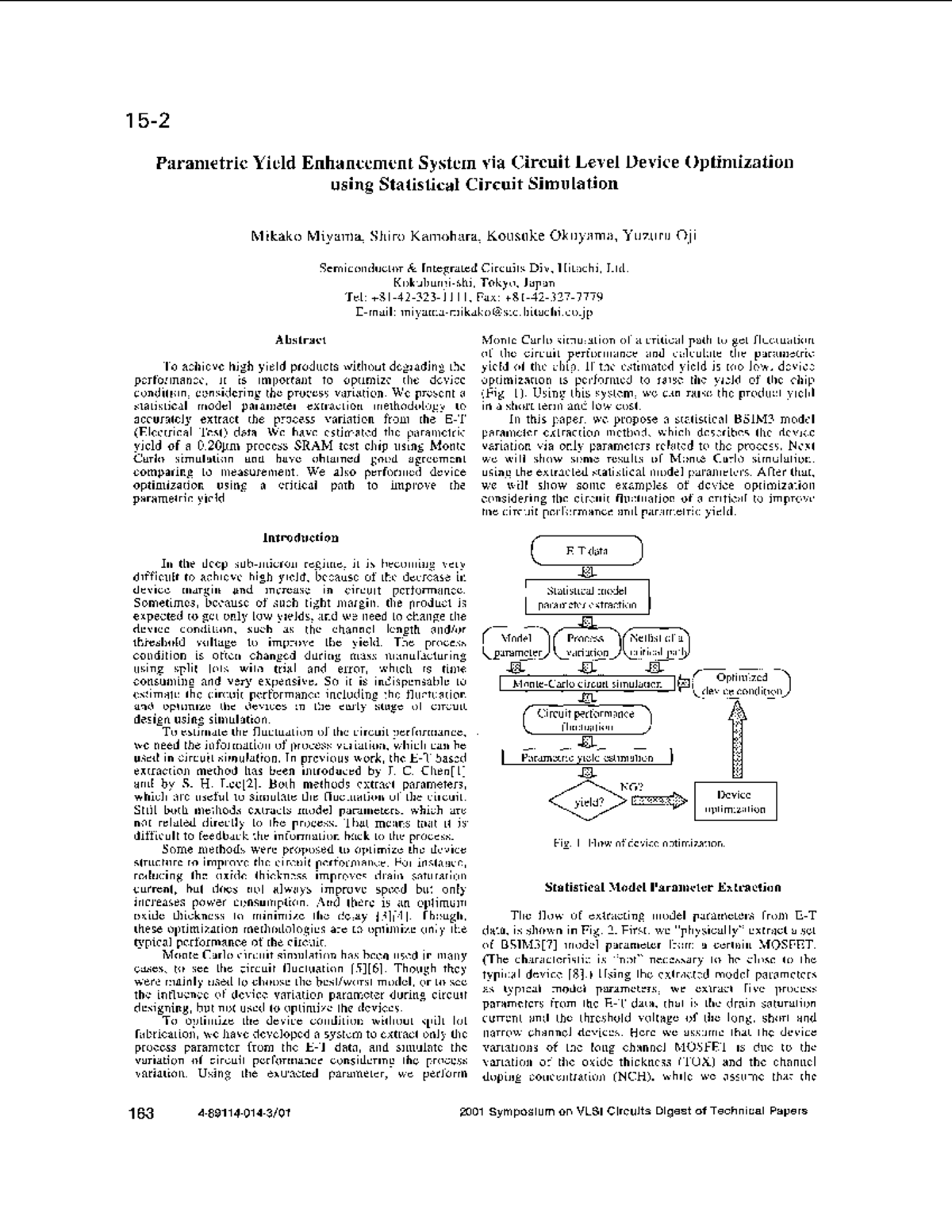 Parametric Yield Enhancement System Via Circuit Level Using Statistical