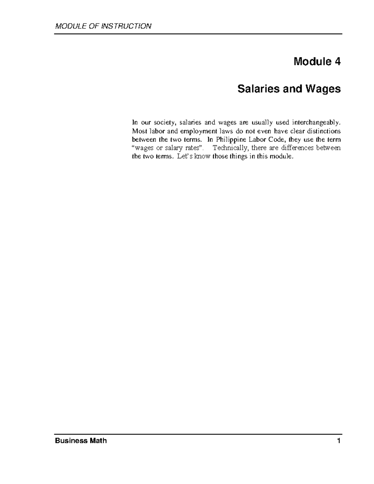 Week 011-012-Module Salaries and Wages (Part 1 - 2) - MODULE OF ...