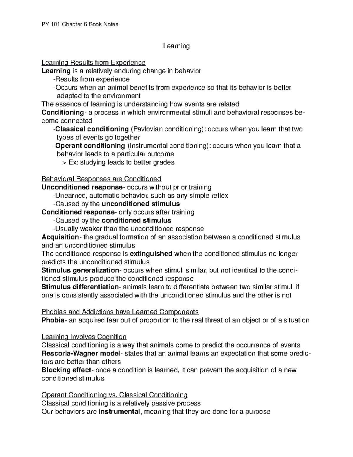 PY 101 Chapter 6 Book Notes - PY 101 Chapter 6 Book Notes Learning ...
