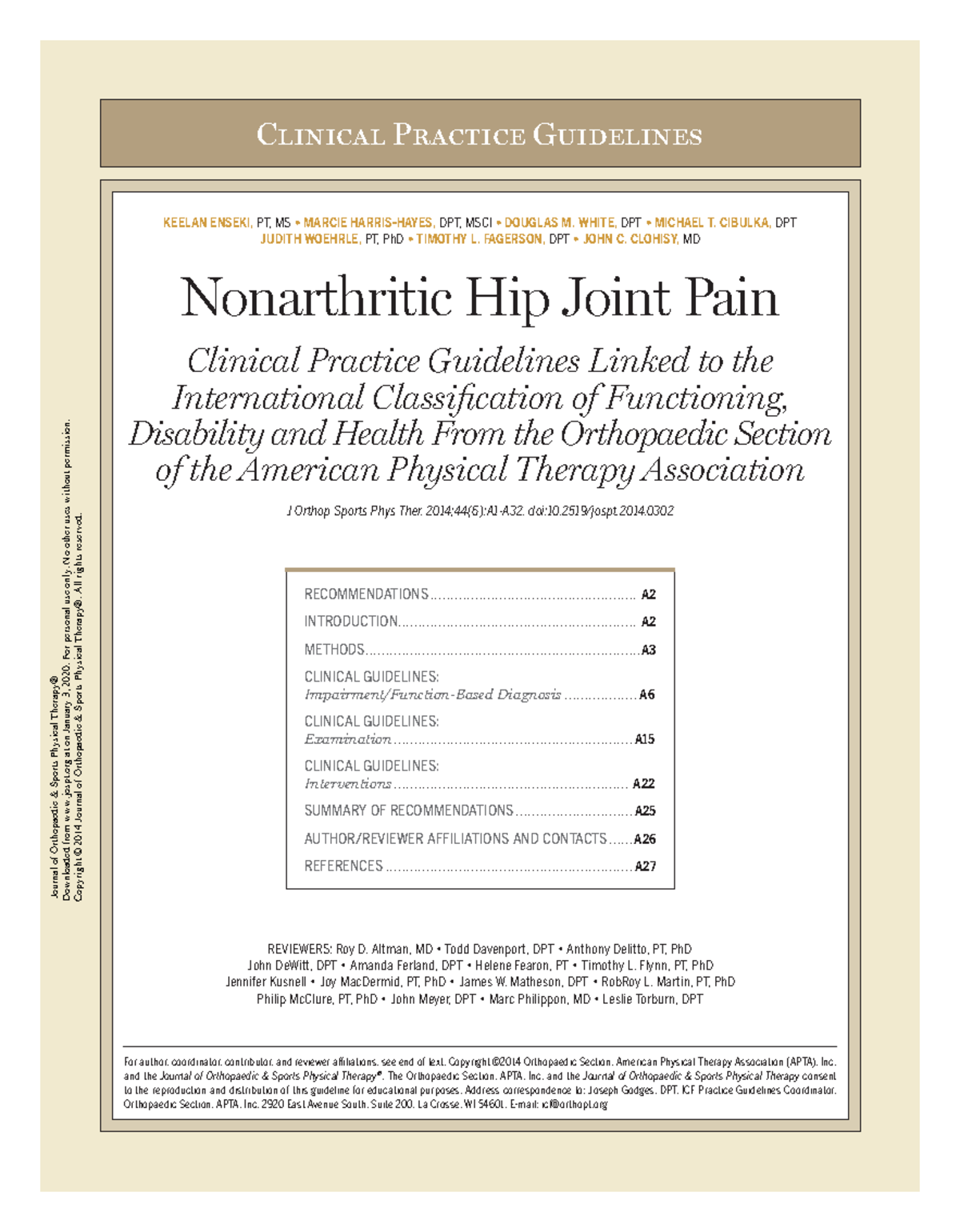 Clinical Practice Guidelines Linked to the International Classification ...