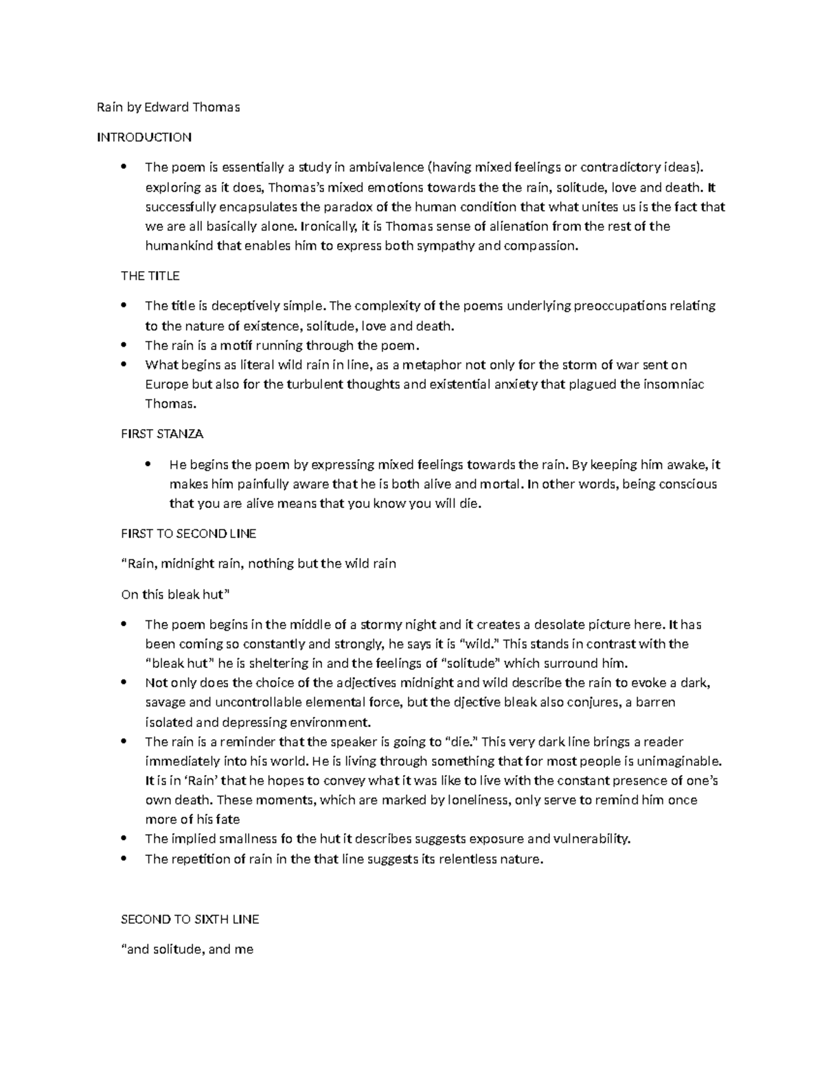 5. Rain by Edward Thomas (final) - Rain by Edward Thomas INTRODUCTION ...