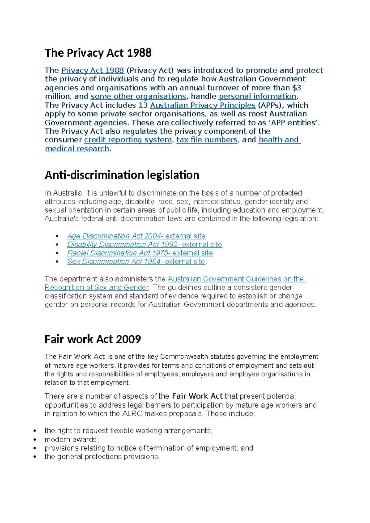 Assessment 1- Thursday - The Privacy Act 1988 The Privacy Act 1988 ...