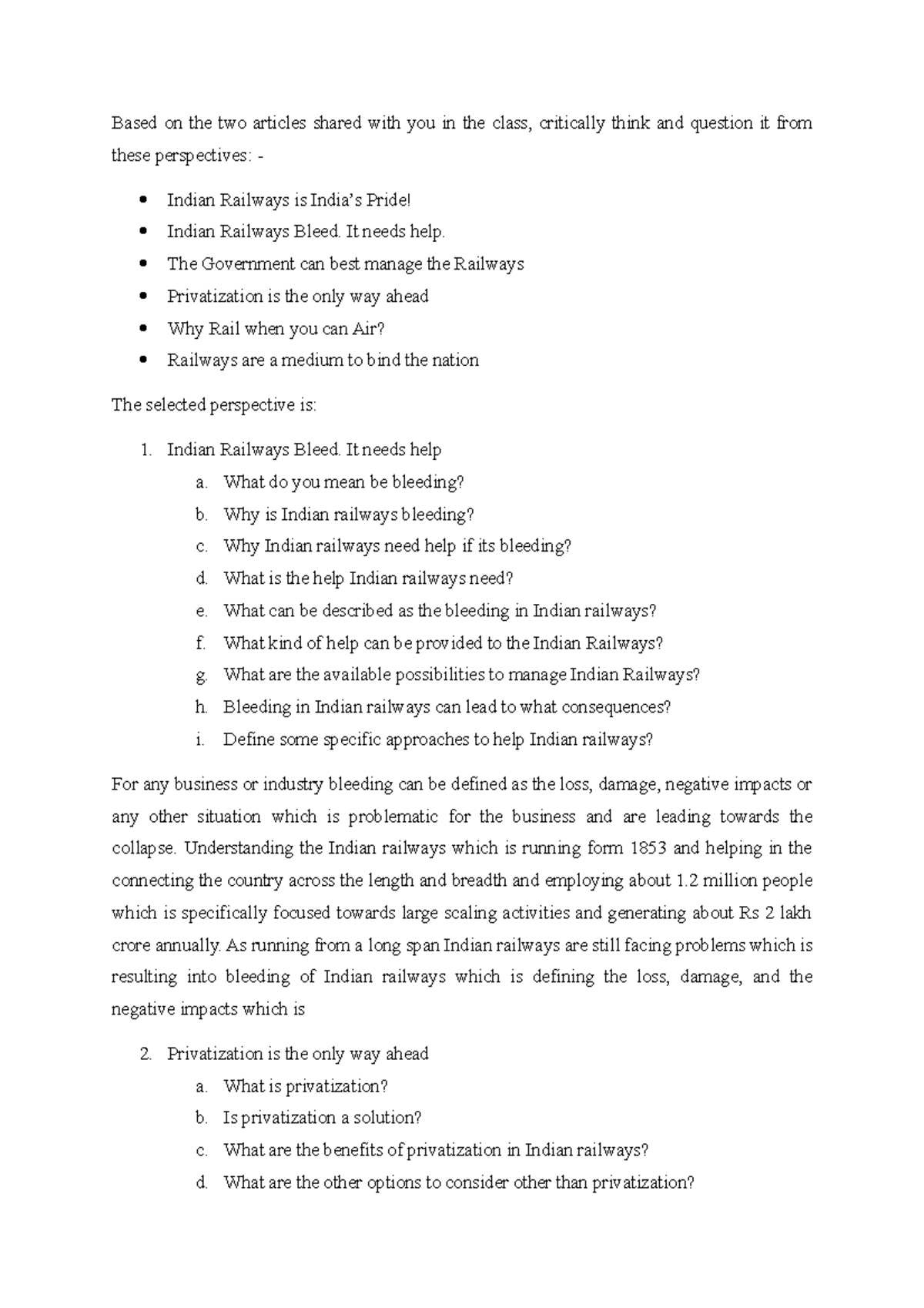 Day-1 Activity-2 - Daily activity - Based on the two articles shared ...