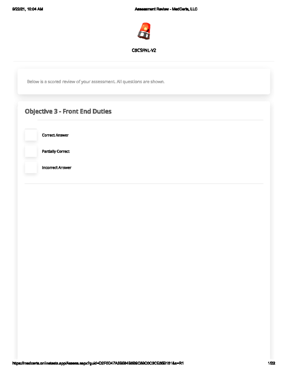 MCBC Medcert Practice Exam - 10:04 AM Assessment Review MedCerts, LLC ...