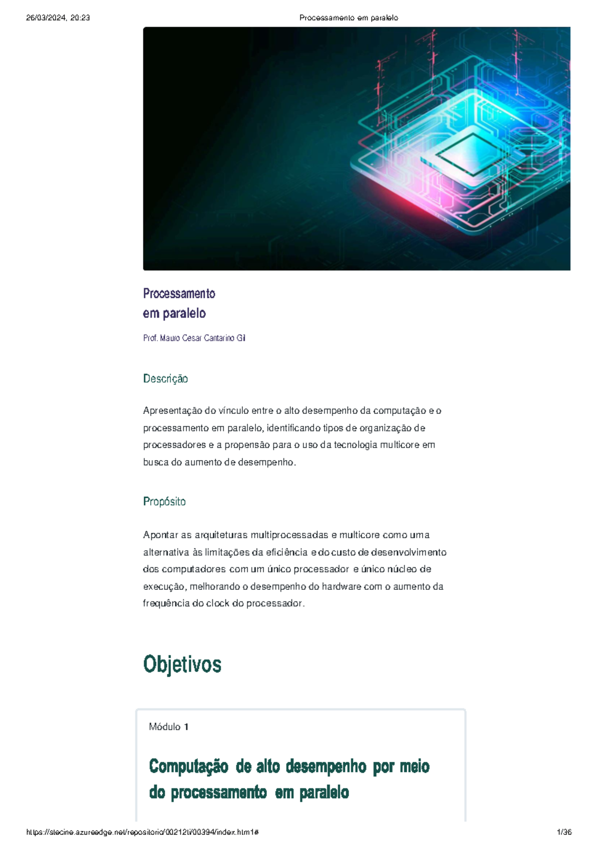 Processamento em Paralelo Módulos 1 3 - Módulo 1 Processamento em ...