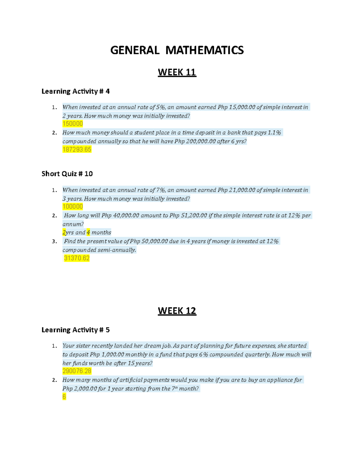 GMAT111 Week 11 19 - you can use these to answer your gmat! - GENERAL ...