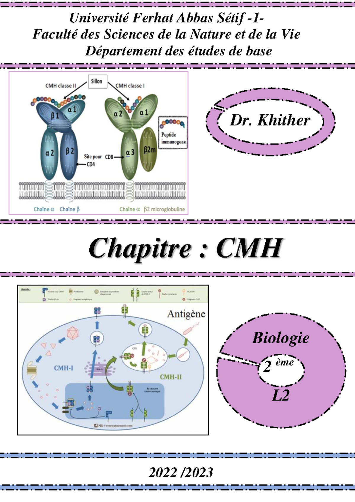Chapitre 4 immuno CMH - cours CMH - Université Ferhat Abbas Sétif - 1 ...