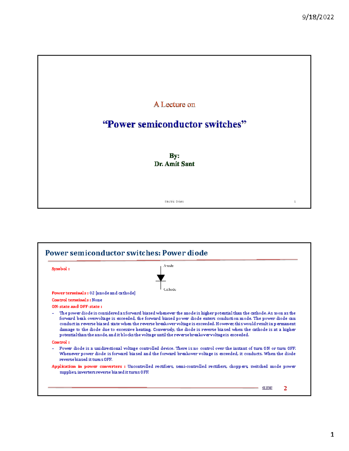 PEC Switches - PEC - “Power semiconductor switches” A Lecture on By: Dr ...
