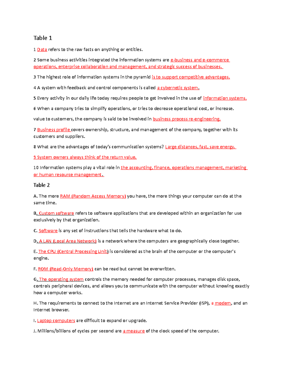 MCQ- mid BCS - bcs - Table 1 1 Data refers to the raw facts on anything ...