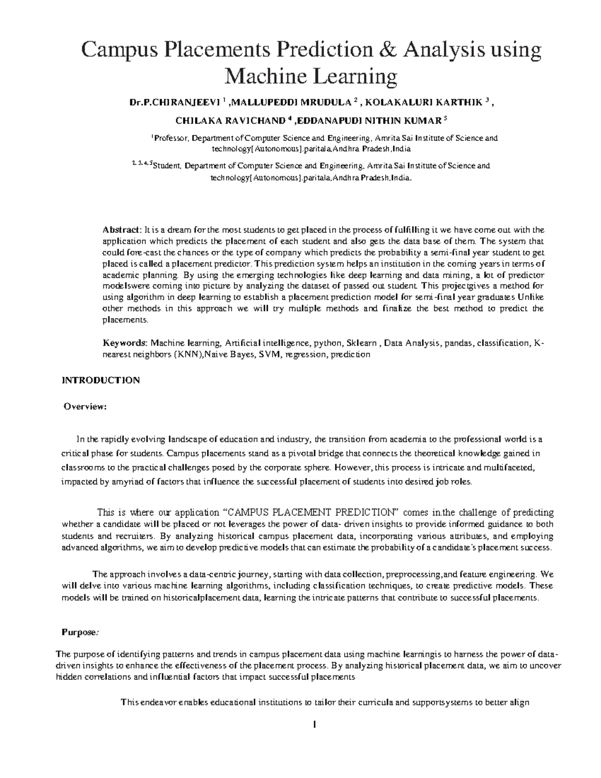 Campus Placements Prediction research paper - Campus Placements ...