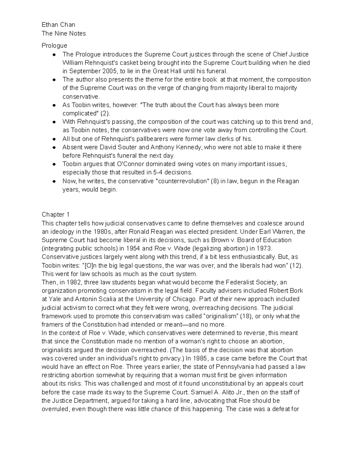 The Nine Part 1 Part 2 Notes Toobin - Ethan Chan The Nine Notes ...