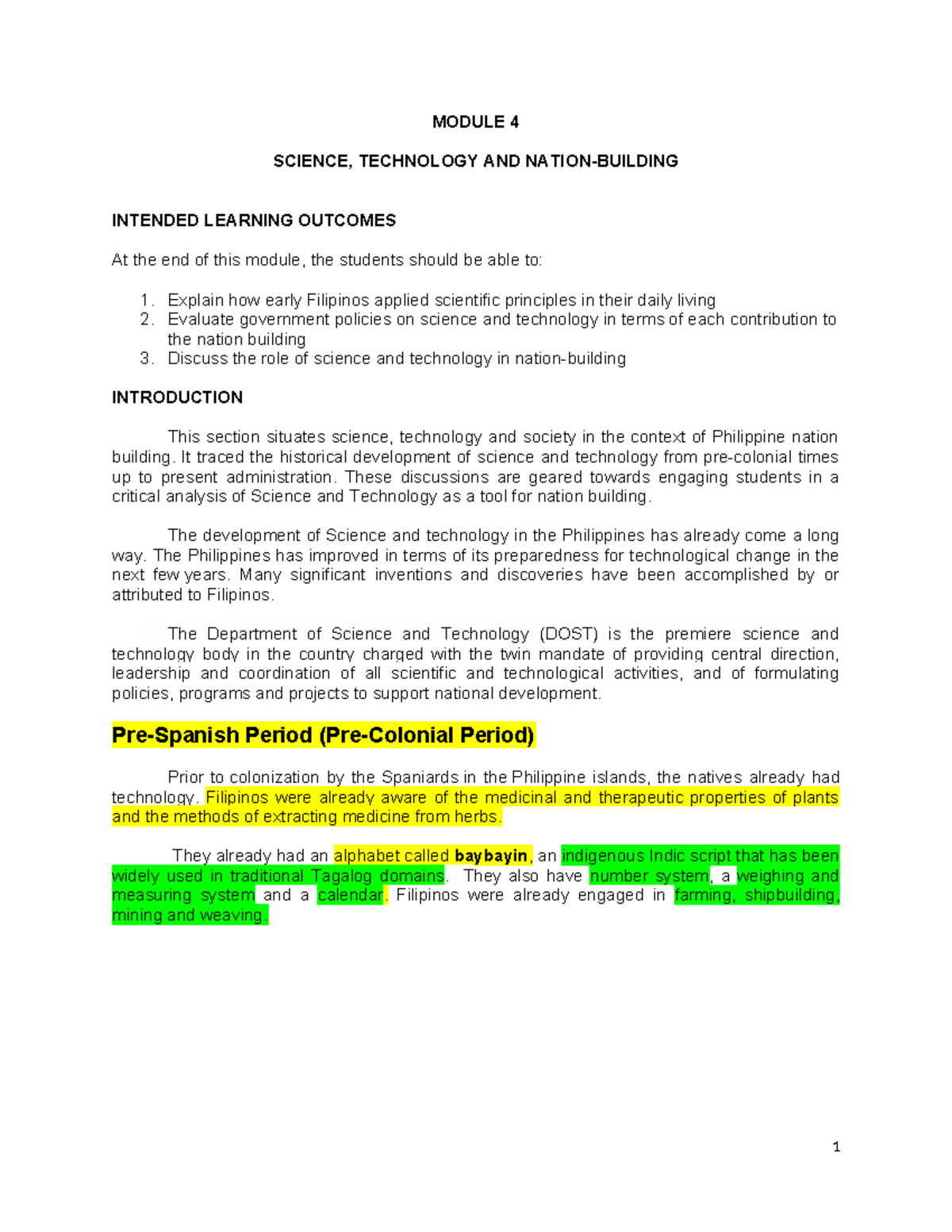 Module 4 STS - STS Subject - MODULE 4 SCIENCE, TECHNOLOGY AND NATION ...
