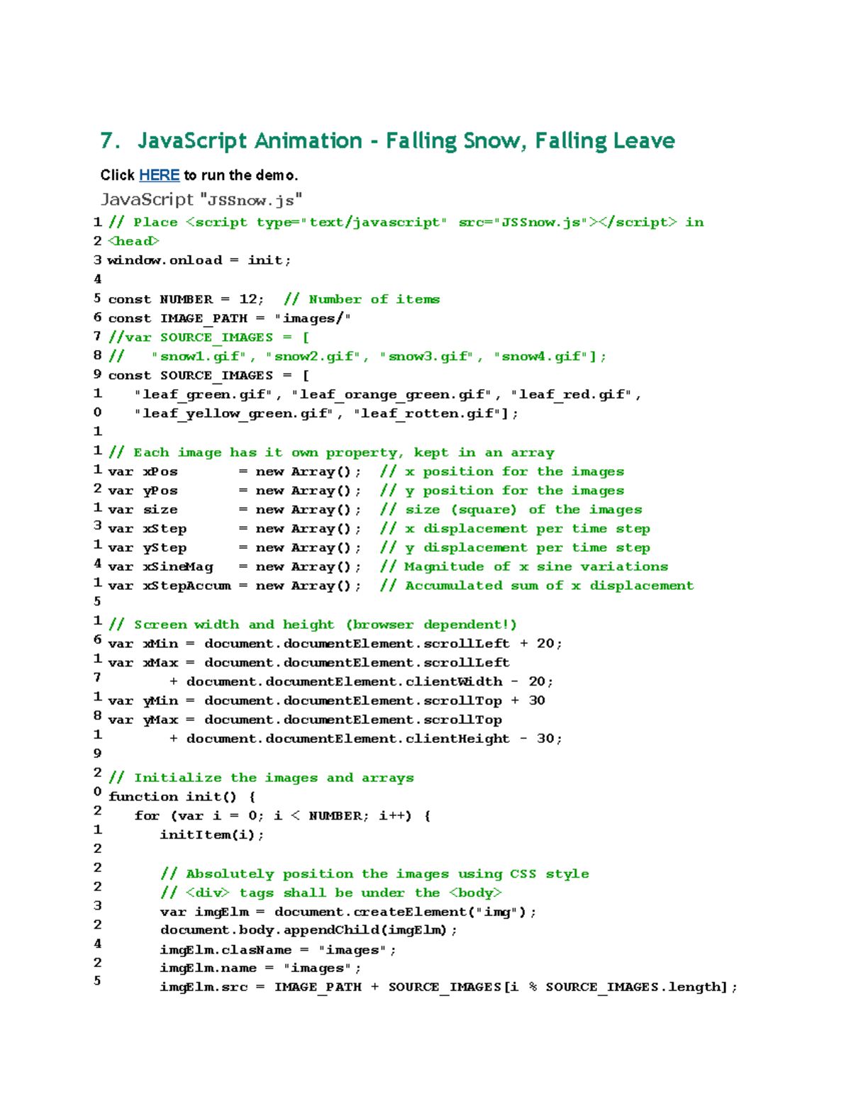JAVA Basics 28 - 7. JavaScript Animation - Falling Snow, Falling Leave ...