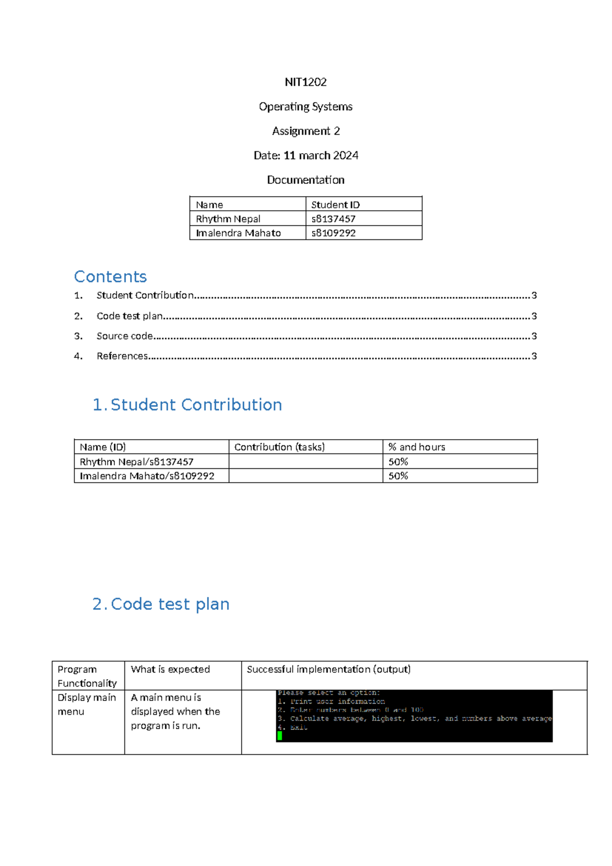Assignment 2 11th march - NIT Operating Systems Assignment 2 Date: 11 march 2024 Documentation ...