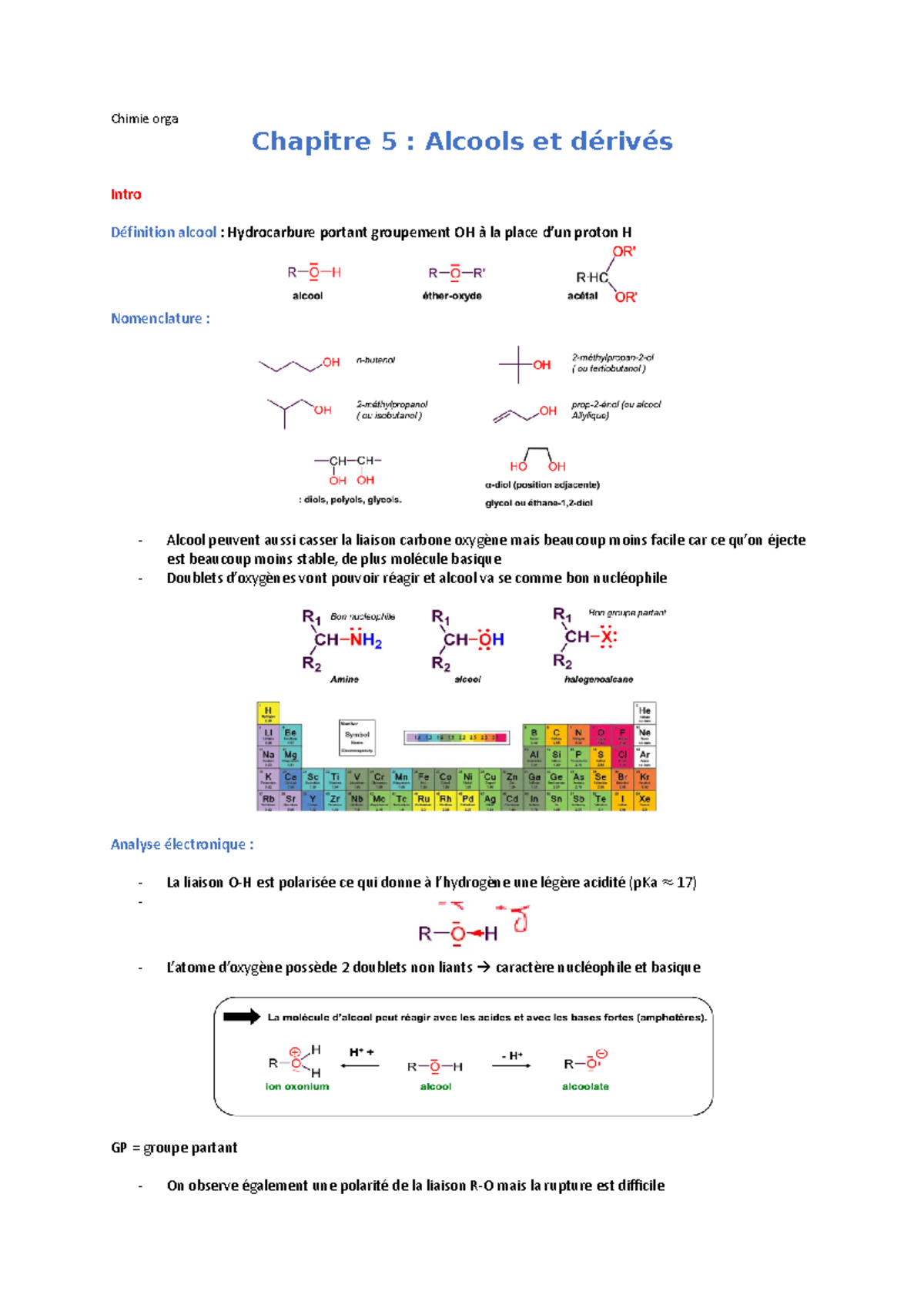 Chap 5-Alcools et dérivés - Chimie orga Chapitre 5 : Alcools et dérivés ...