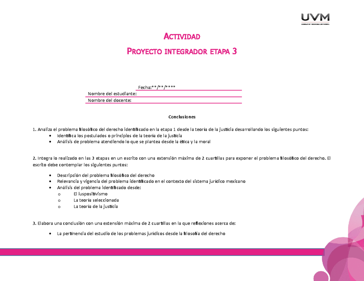 Proyecto Integrador E.3 fff - ACTIVIDAD PROYECTO INTEGRADOR ETAPA 3 Fecha://**** Nombre del ...