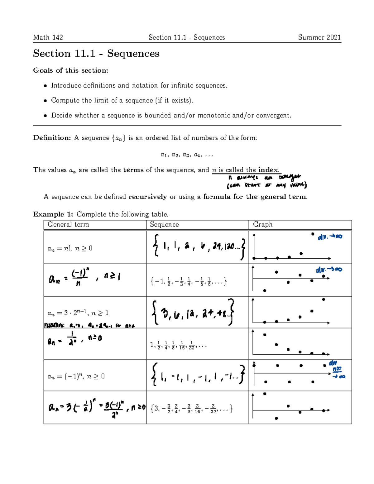 Chapter 11 - CH11 - Math 142 Section 11 - Sequences Summer 2021 Section ...