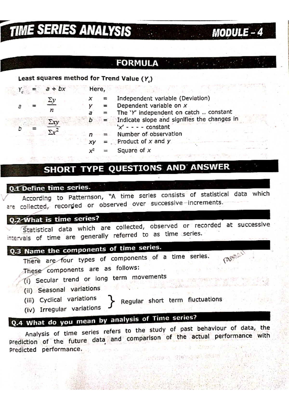 QT 2 - TIME Series Analysis Short AND LONG TYPE QNS AND Answers ...