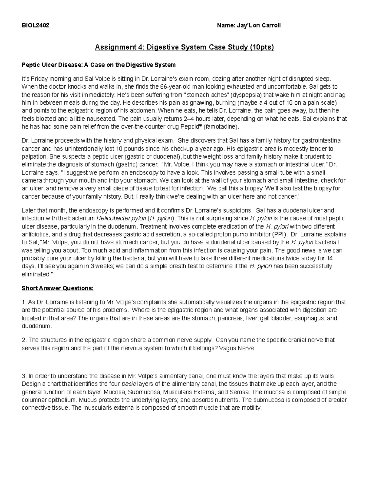 A4-Digestive System Case Study - Lorraine’s exam room, dozing after ...