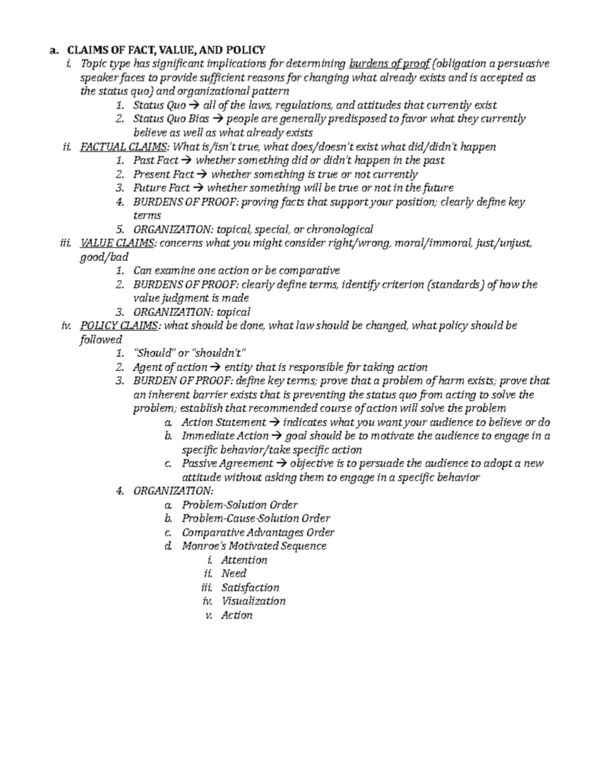 2017-Communicating Effectively-Fact Value Policy - a. CLAIMS OF FACT ...