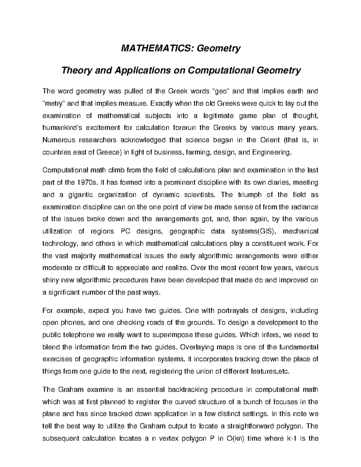Theory And Applications On Computational Geometry Mathematics Geometry Theory And