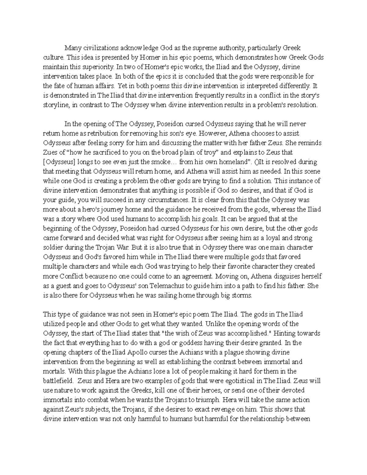 Odyssey analysis - Many civilizations acknowledge God as the supreme ...