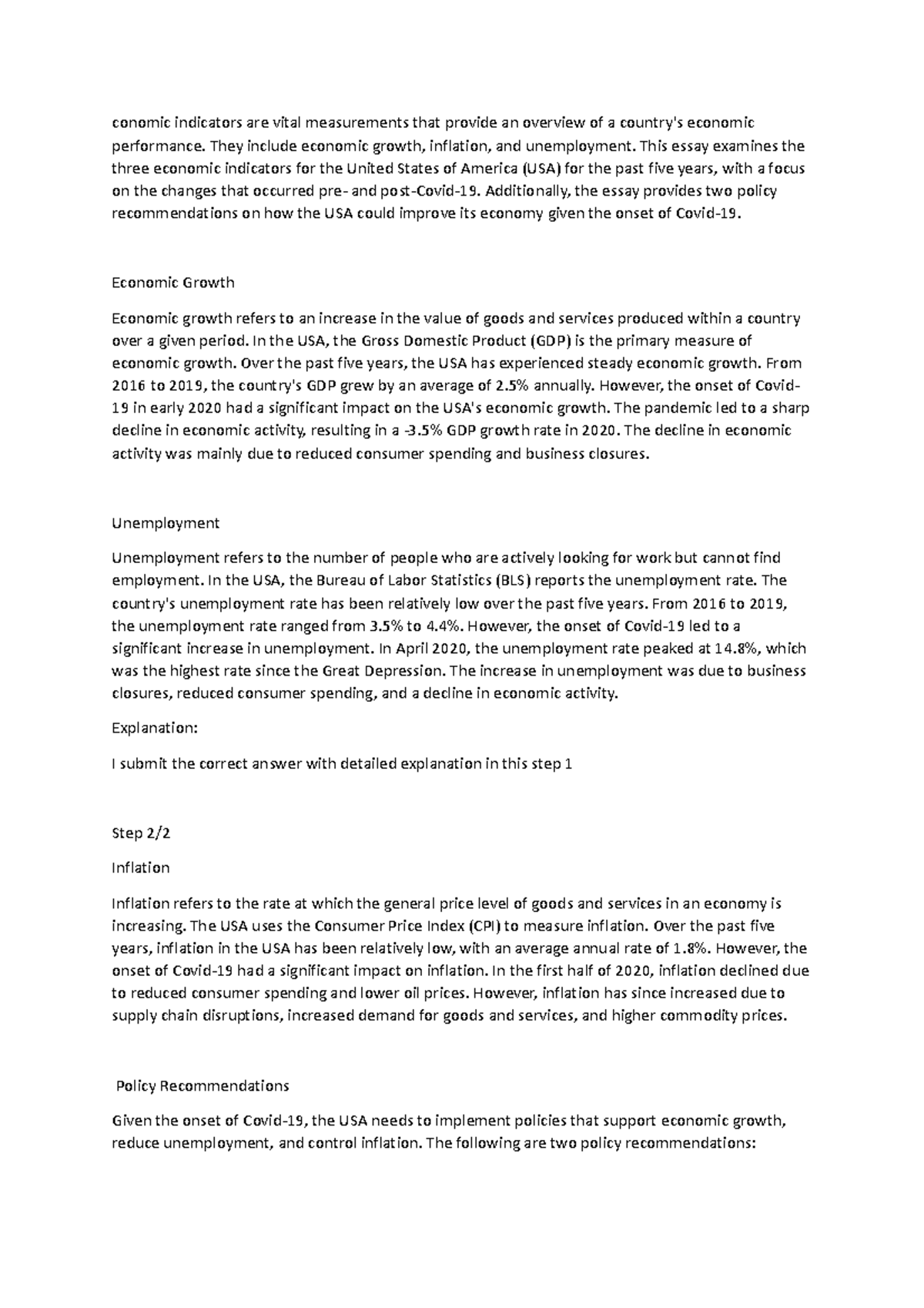 Help for assignment - conomic indicators are vital measurements that ...