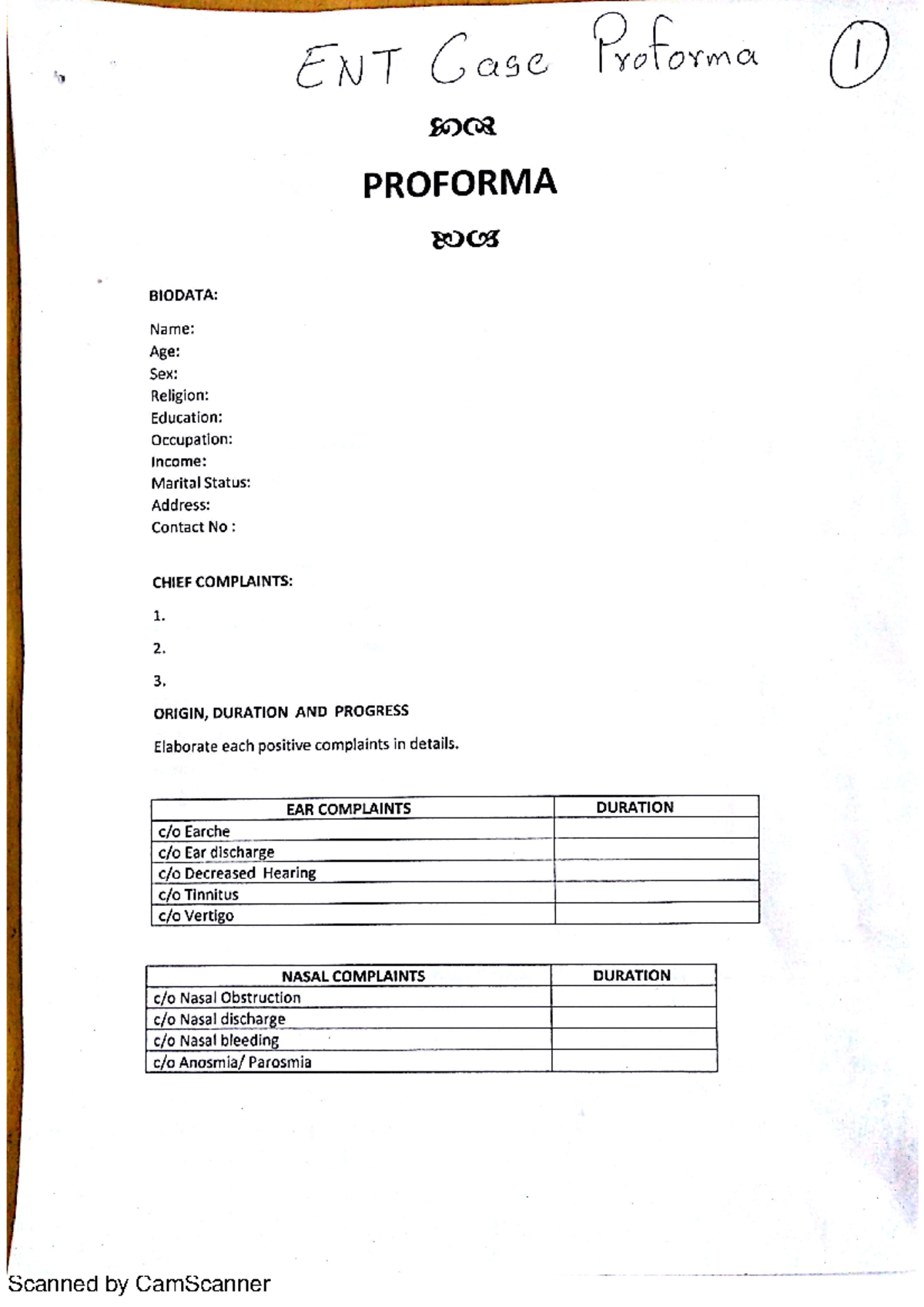 ENT CASE Porforma - ENT case proforma for case presentation in ...