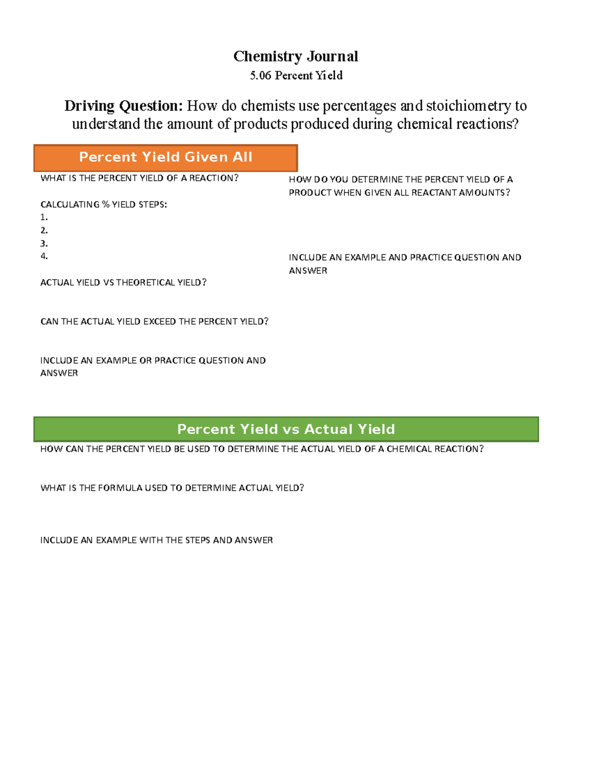05 06 journal - b jkb jbkb - Chemistry Journal 5 Percent Yield Driving ...