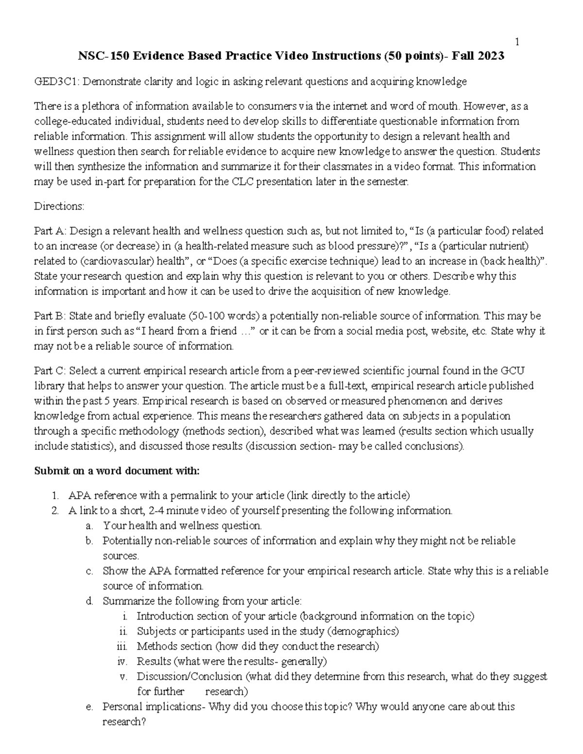 Evidence Based video - NSC-150 Evidence Based Practice Video ...