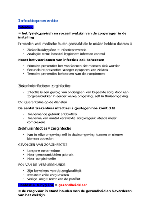 Infectiepreventie samenvatting boek en ppt - Infectiepreventie ...