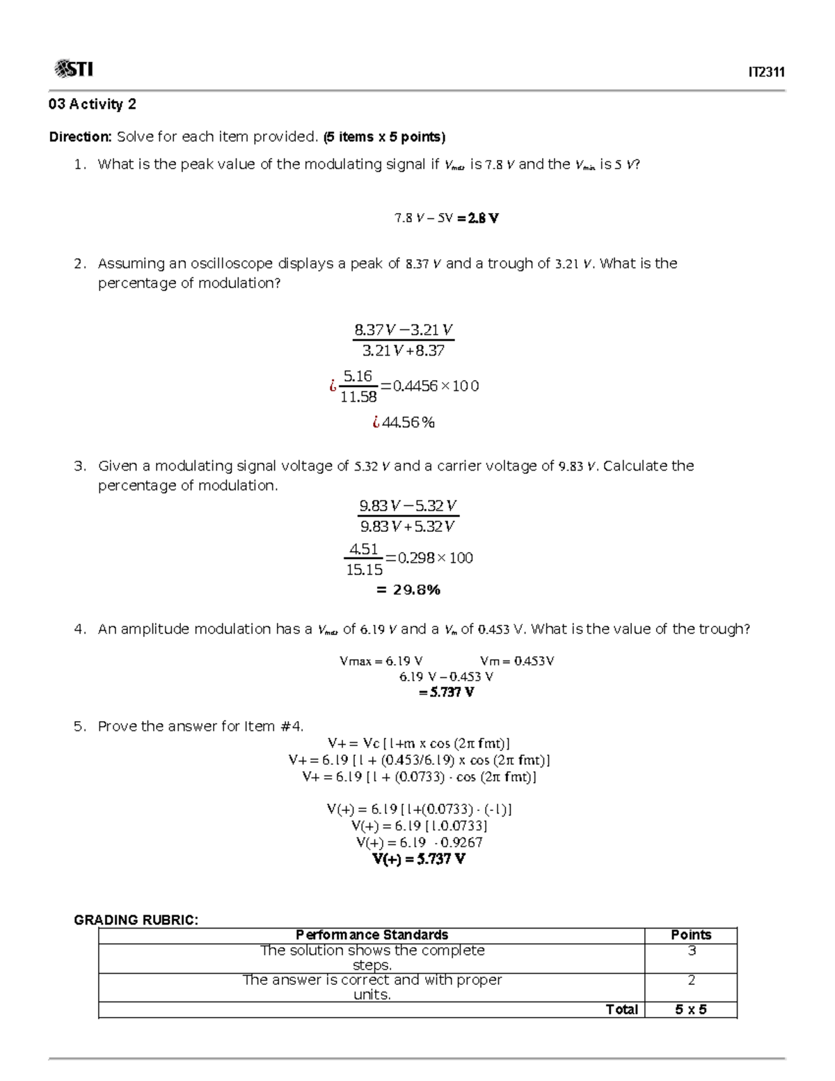 03Activity-2-POC - 03ACT2 - IT 03 Activity 2 Direction: Solve for each item provided. (5 items x ...