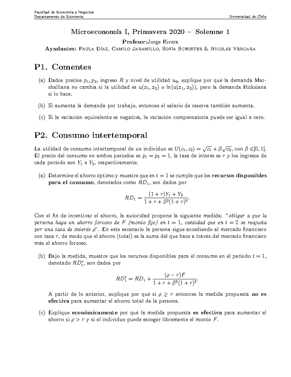 Solemne 1 Micro 1 202002 - Facultad de Econom ́ıa y Negocios ...