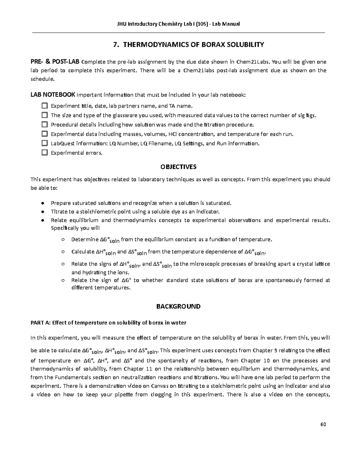 Fall Lab Manual v FA22 - Exp7 - 7. THERMODYNAMICS OF BORAX SOLUBILITY ...